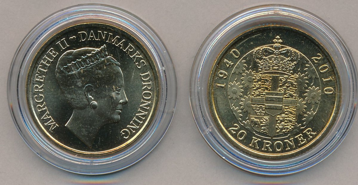 2010, 20 kroner, Dronning Margrethes 70 års fødselsdag, ucirkuleret ...